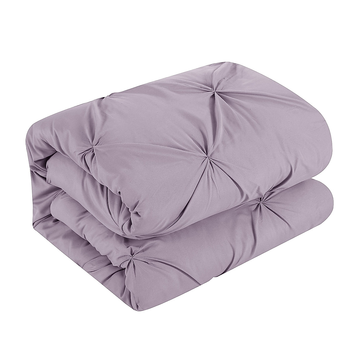 Chic Home Daya 4 Piece Duvet Cover Set Ruffled Pinch Pleat Design Embellished Zipper Closure Bedding, King, Lavender,