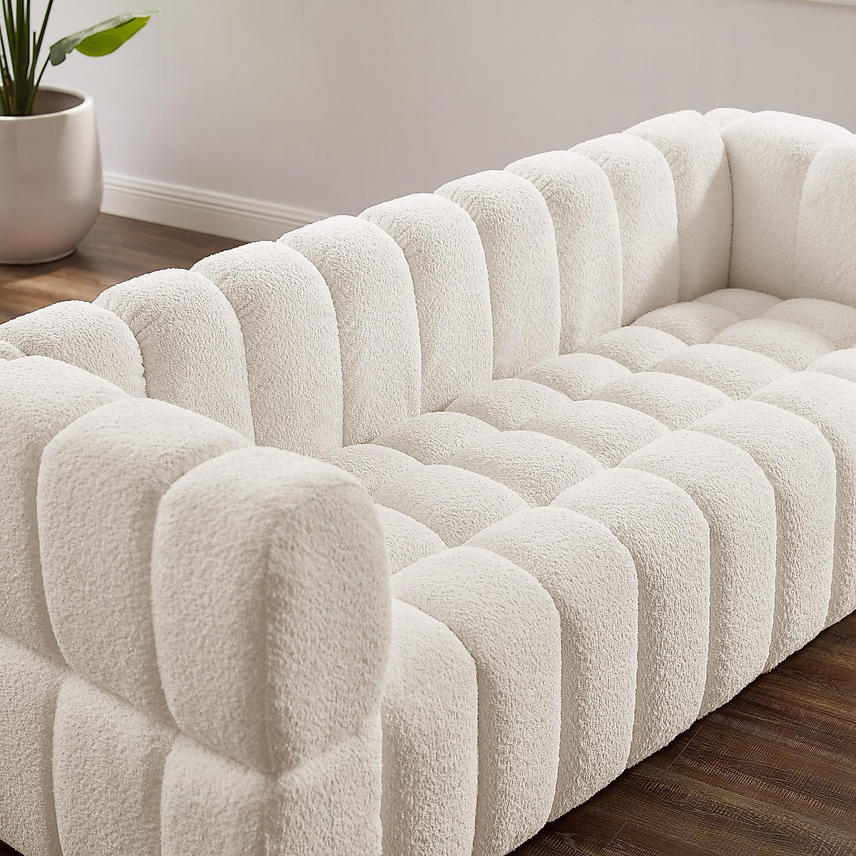 VANOMi Sofa Couch for Living Room, Modern Futon 3-Seat Sofa Upholstered Sofa Couch with Metal Leg for Bedroom Apartment Small Space