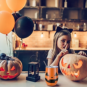 Roshtia 10 Pcs Halloween Mug Set 12 oz Pumpkin Cat Ghost Witch Holiday Cup Halloween Matching Water Tumbler for Home School Office Table Centerpieces Birthday Housewarming Gifts, 10 Styles