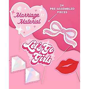 xo, Fetti Bachelorette Photo Booth Props - 24 Pieces, pre-Assembled - Rose Gold Future Mrs Party Decorations, Bride to Be, Bridal Shower