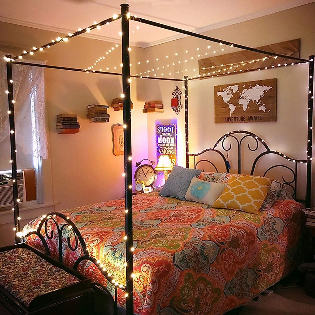 RUICHEN Dimmable Fairy Lights Plug in 72 Ft 200 LED Copper Wire Twinkle String Lights with RF Remote Timer, Warm White