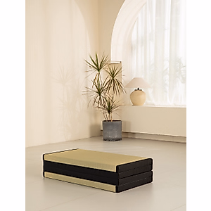 MustMat Thick Tatami Mat Twin XL Floor Mattress Japanese Tatami Bed with Storage Bag 39 x 80 x 2 in (Black)