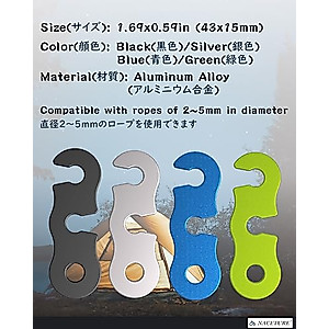 Rope Tensioner Aluminum Alloy Camping Tent Guyline Cord Adjuster Camping of Gear for Camping, Hiking, Backpacking Ultralight Tent Stakes Guy Lines (Black, 20 Pack)