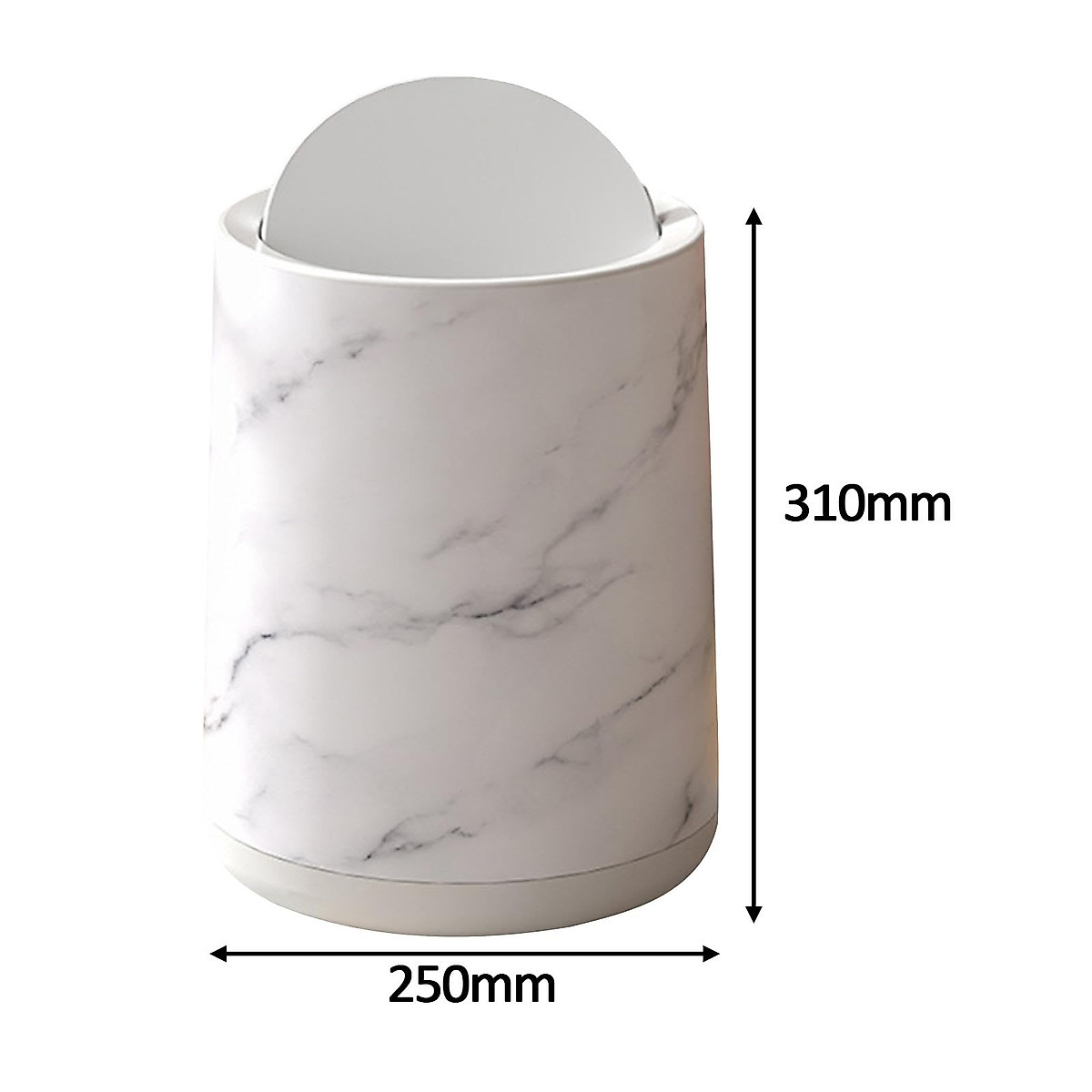 Generic Marble Bathroom Trash Can Household Trash Bin Garbage Container Removable Inner for Office, White Large, Optional