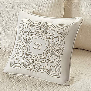 Madison Park Tuscany Daybed Cover Set-Trendy Damask Quilting with Scalloped Edges All Season Luxury Bedding with Bedskirt, Matching Shams, Decorative Pillow, Cream, 39"x75", 6 Piece