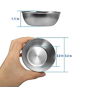 Amytalk 8 Pack 3.2inch Stainless Steel Sauce Dishes Mini Individual Saucers Bowl Round Seasoning Dishes Sushi Dipping Bowl Appetizer Plates, Sliver