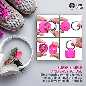 Lion Latch: As Seen on Shark Tank, Jewelry Box Case, Traveling Jewelry Holder Storage, Pill Box Keychain Container, Single - Grey