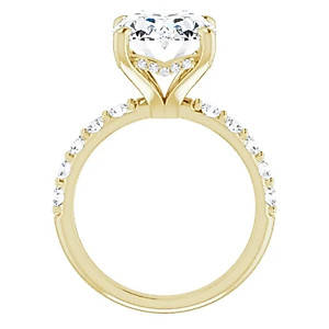 Handmade 10K Gold 4 CT Oval Cut VVS1 Colorless Moissanite Engagement Ring for Women Bridal Set Moissanite Wedding Ring for Gifts (Yellow Gold, 5.5)