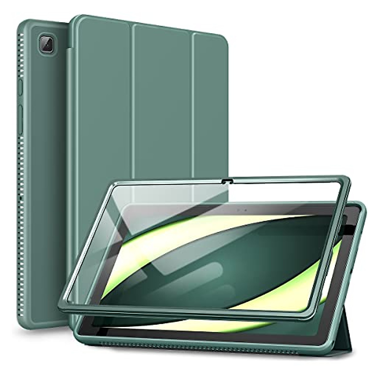 SURITCH Case for Samsung Galaxy Tab A7 10.4" (SM-T500/T505/T507), [Built in Screen Protector][Auto Sleep/Wake] Lightweight Leather Case Full Body Smart Cover with Magnetic Trifold Stand-Midnight Green