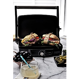 IMUSA USA Electric Stainless Steel Panini Press with Adjustable Temperature Settings and Nonstick Plates, 1200W