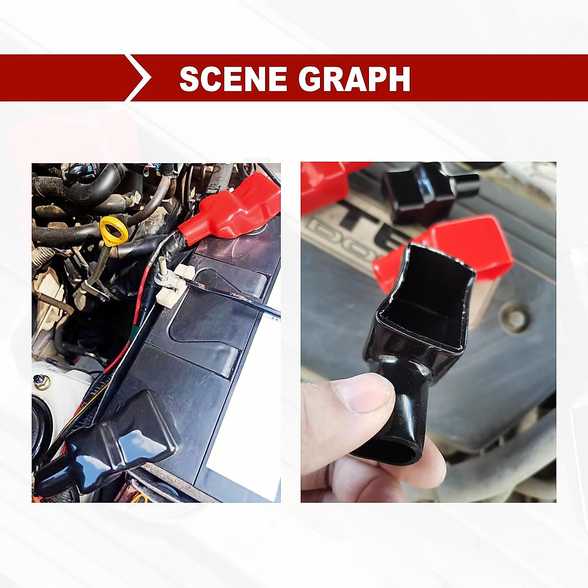 6PCS Battery Terminal Covers Positive and Negative Battery Terminal Insulating Boots Flexible Soft Plastic Protector Caps, Cable Protector Covers (Black and Red)