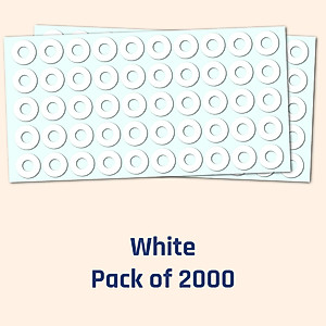 2000 Pack, Hole Reinforcement Stickers Labels - 0.25", White