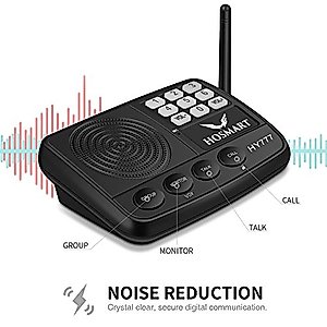Wireless Intercom System Hosmart 1/2 Mile Long Range 7-Channel Security Wireless Intercom System for Home or Office (New Version) [4 Stations Black]
