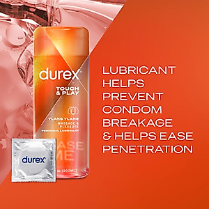 Durex Sensual Massage & Play 2 in 1, Massage Gel and Personal Lubricant, Intimate Seductive Lube with Ylang Ylang extract, Water-based, 6.76 oz. (Packaging May Vary)