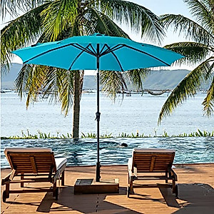 C-Hopetree 10 ft Outdoor Patio Market Table Umbrella with Fiberglass Rib Tip and Tilt, Aqua Blue