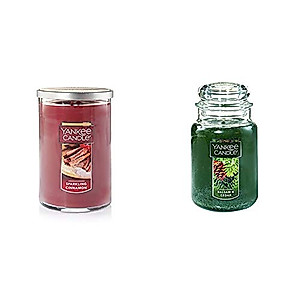 Yankee Candle Large 2-Wick Tumbler Candle, Sparkling Cinnamon & Candle Large Jar Candle Balsam & Cedar
