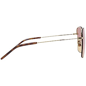 SAINT LAURENT Women's SL 312 Square Metal Sunglasses, Gold/Gold Orange, One Size