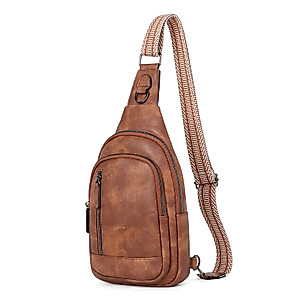 CLUCI Sling Bag for Women, Cross Body Bag for Women, Sling Bag, Crossbody Bag for Women, Large Leather Sling Backpack Casual Daypack Hiking Cycling Brown