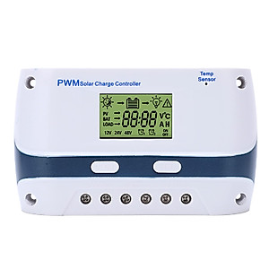 Solar Panel Battery Regulator, 12V 24V PWM Solar Charger Controller LCD Display with USB Output 40A Waterproof Solar Panel Regulator