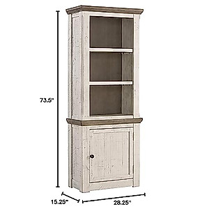 Signature Design by Ashley Havalance Modern Farmhouse Right Pier Cabinet, Shelves for Storage, Weathered Gray & Vintage White