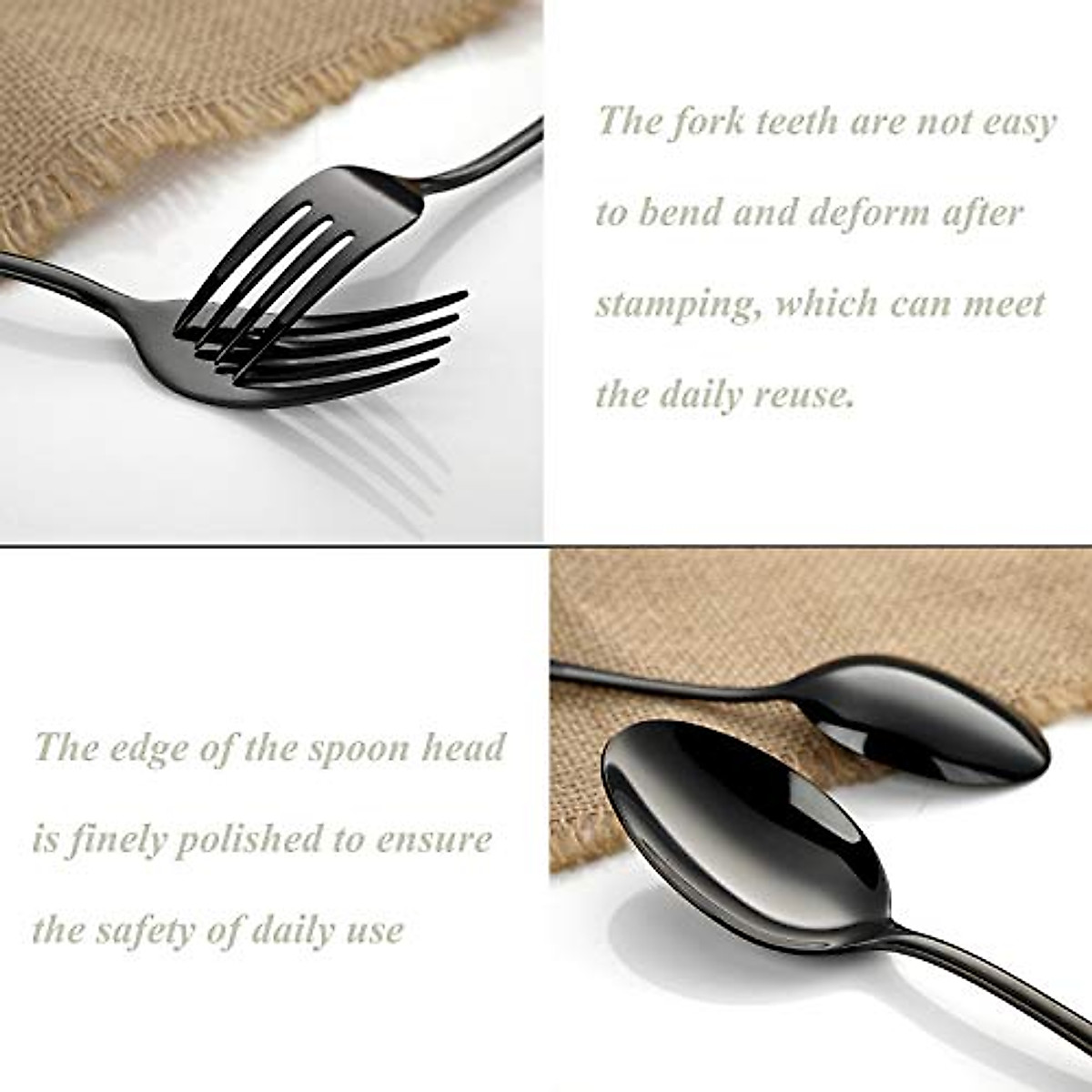 Black Silverware Set 20 Piece, Stainless Steel Flatware Set for 4, Cutlery Utensils Set Include Knives/Forks/Spoons Service for 4, Mirror Polished and Dishwasher Safe