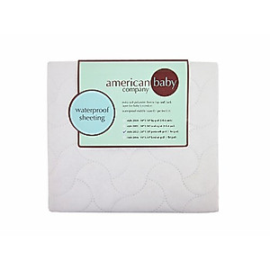 American Baby Company Waterproof Embossed Quilt-Like Flat Reusable Portable/Mini-Crib Size Protective Mattress Pad Cover for babies, adults and pets, White 24" X 38"