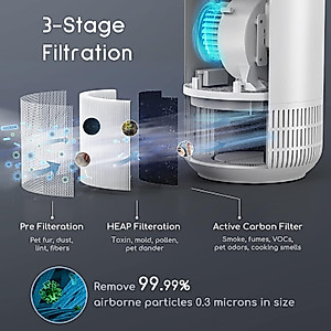 Afloia Air Purifiers for Home Large Room Fiilo White, Afloia Washable & Removable Pet Efficient Replacement Filter