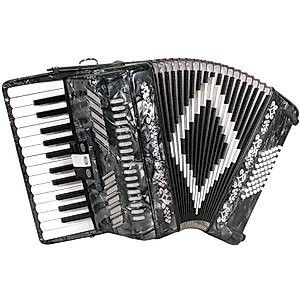 SM2648 Accordion Package: 26 Key, 48 Bass Piano Accordion, Trolly Case and Leather Straps (Gray Pearl)