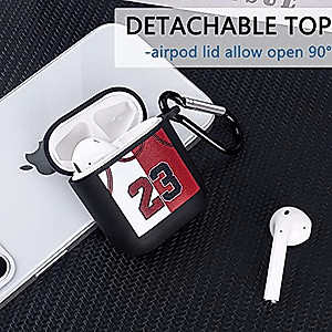 Basketball case Cover Compatible with Airpods 2&1 [No.23] Sports Jersey Cool Fun Design Spirit Inheritance with Keychain Soft Skin Protective Case for Fans Boys Girls Teen-Size 23