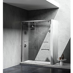 Elegant Kitchen and Bath SD303-6076BNK Semi-Frameless Shower Door 60 x 76 Brushed Nickel