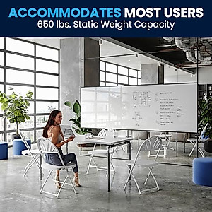 Flash Furniture HERCULES Series 650 lb. Capacity White Plastic Fan Back Folding Chair