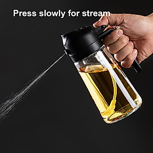 CXINYI - Oil Dispenser for Kitchen - 16oz / 470ml Olive Oil Bottle - 2 in 1 Olive Oil Dispenser & Oil Sprayer with Brush - Oil Sprayer for Cooking, Salad, Barbecue Black