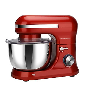 FRIGIDAIRE ESTM020-RED Retro Electric Stand Mixer, 4.75 Quart / 4.5L, 8 Speeds with Whisk, Dough Hook, Flat Beater Attachments, Splash Guard (RED)