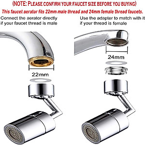 2 Pack Dual-Function 2-Flow Sprayer Faucet Head, 720 Degree Swivel Faucet Aerator, Large-Angle Rotating Splash Filter Faucet, Faucet Replacement Part-55/64-27UNS Inch Female Thread Faucet