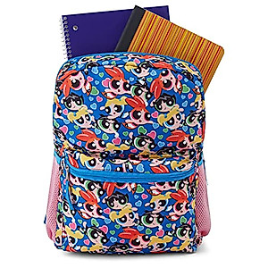 Powerpuff Girls Classic Allover Backpack - Mojo Jojo, Blossom, Bubbles and Buttercup - Officially Licensed Powerpuff Girls School Bookbag (Pink)