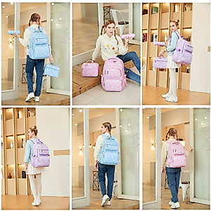 Armbq Mermaid Backpack for Girls 3Pcs Kids Backpack Cute School Bags Set With Lunch Box Fish Scale Teen Water Resistant Bookbag Durable Travel Bag
