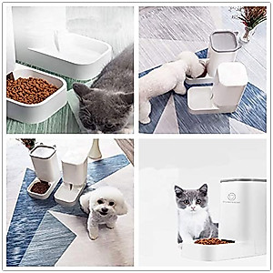Automatic pet Feeder and Water Dispenser Set Cat and Dog Big Capacity Pet Bowl for Cats & Small,Medium, Large Dogs 1 Gallon Feeder and 3.7L Waterer (Waterer+Feeder White)