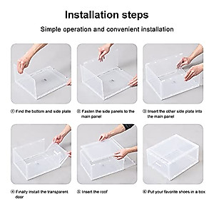 Shoe Boxes Clear Plastic - Stackable Sneaker Shoe Container Drop-front Shoe Display Case for Closets, Entryway Shoe Rack, Clothing Rack, Bed, Easy Assembly (3PCS) (White)
