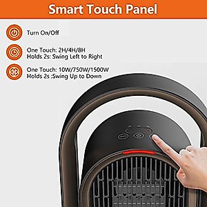 Fit Choice 1500W Oscillating Space Heater for Indoor Use, Fast Heating Within 2s with PTC Heating Tech, 3 Timers & 3 Heating Temperature with Remote Control for Office and Home
