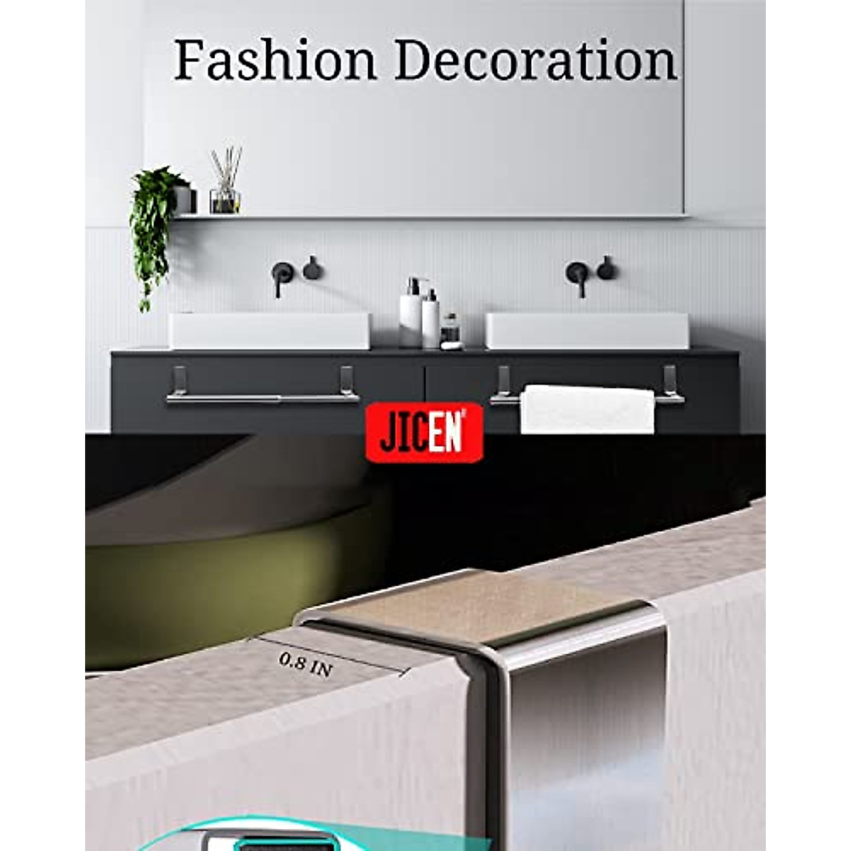 Over The Door Towel Rack, Expands to 14" Wide Kitchen Towel Rack + 1 Paper Towel Rack That Swivels 360°, Suitable for Kitchen, Bathroom, Etc.