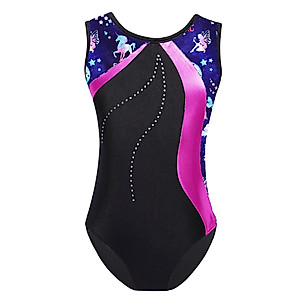 Hansber Kids Girls One Piece Sleeveless Leotard Gymnastics Dancewear Ballet Dance Bodysuit Costume Pink 8