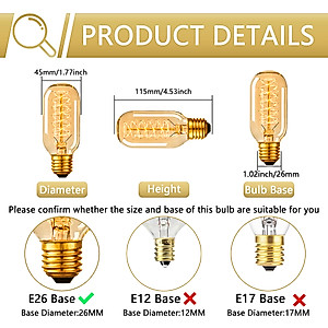Figame T45 Retro Edison Light Bulb 60w 6 Pack, 120v, E26 Base Dimmable, Incandescent Bulb, 2200k Amber Warm Yellow, Antique for Home Lighting Decoration, Suitable for Home and Office Lighting