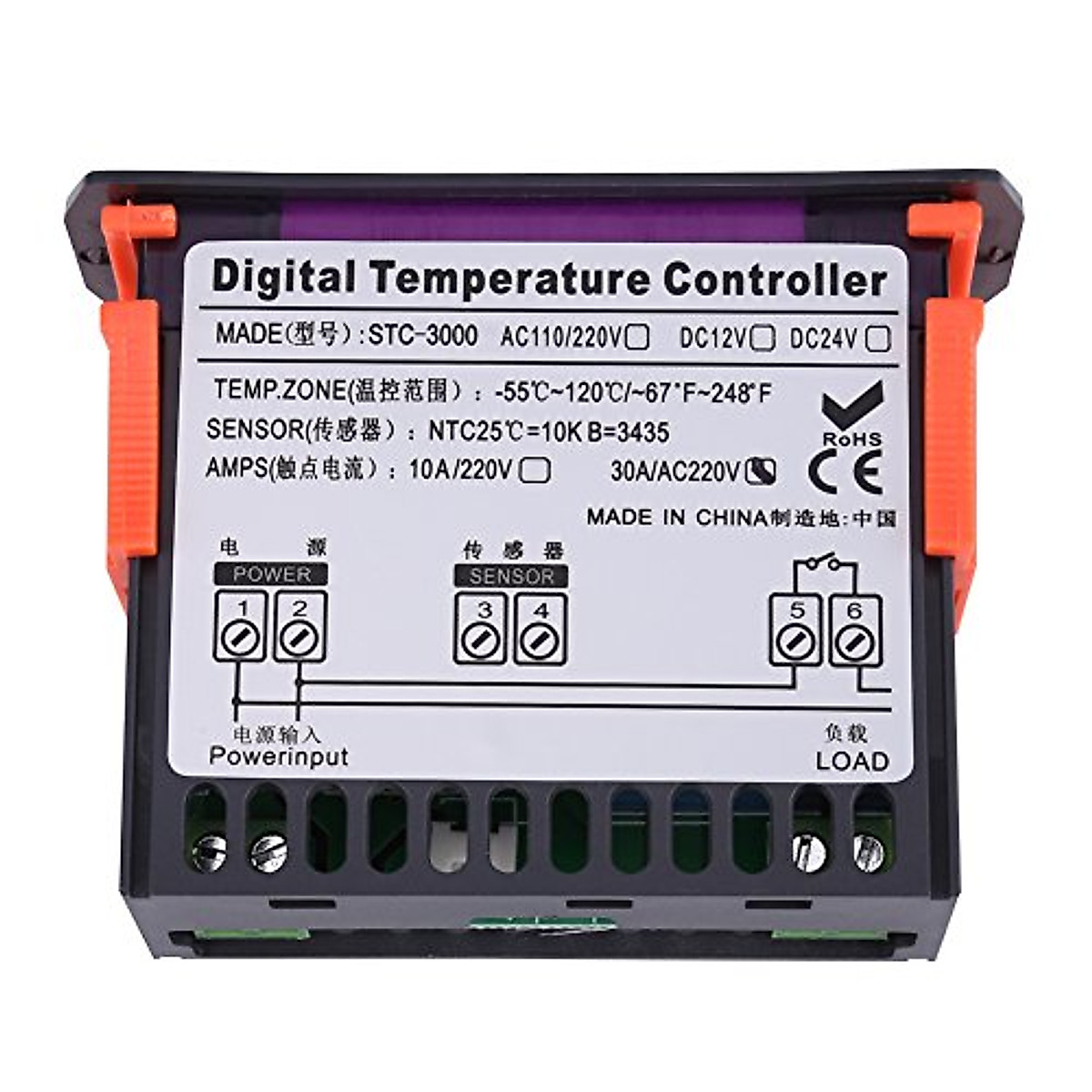 Walfront STC-3000 110V-220V Digital Temperature Controller Thermostat with Sensor(110-220V30A)