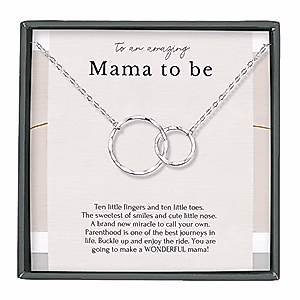 HOPE LOVE SHINE Eternity Circles Mom to Be Necklace - Sterling Silver Necklace - Ideal Gifts for New Mom, Expecting Mom, First Time Moms - Mothers Day Gift, Sterling Silver