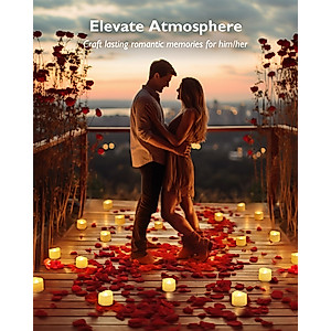 Homemory Flameless Tea Lights Candles, Last 5 Days Longer Battery Operated LED Votive Candles, Flickering Tealights with Warm White Light for Wedding, Valentine's Day, Halloween, Christmas, Set of 12