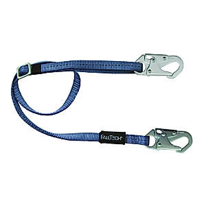FallTech 820920 Restraint Lanyard - Adjustable Single Leg, 2 Snap Hooks, 11' to 20', Blue