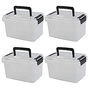 Teyyvn Plastic Mini Latch Box, Storage Bin with Locking Lids(Pack of 4, 2 L, Clear)