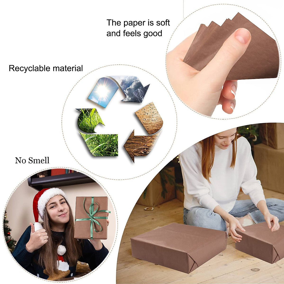 100 Sheets Brown Tissue Paper Artdly 14 x 20 Inches Brown Wrapping Paper Bulk for Weddings Birthday DIY Project Festival Wrapping Crafts Decor