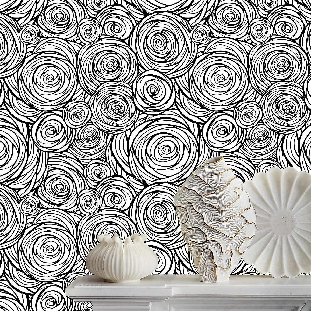 Idomural Peel and Stick Wallpaper Boho Floral Wallpaper Removable Abstract Rose Flower Wallpaper for Bedroom Bathroom Renter Friendly Contact Paper for Cabinet Accent Wall 17.7in x 118in