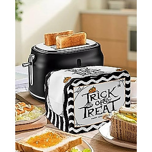 Toaster Dust Cover 2 Slice, Halloween Pumpkin Cobweb Black Ripple Bread Maker Cover Toasters Covers for Fingerprint Protector Washable Kitchen Small Appliance Cover 12x11x8in